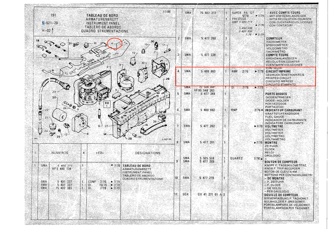 Tacholeiterbahn (Veglia) CX S1 (->7/79) - CX-Basis - Der Spezialist für ...